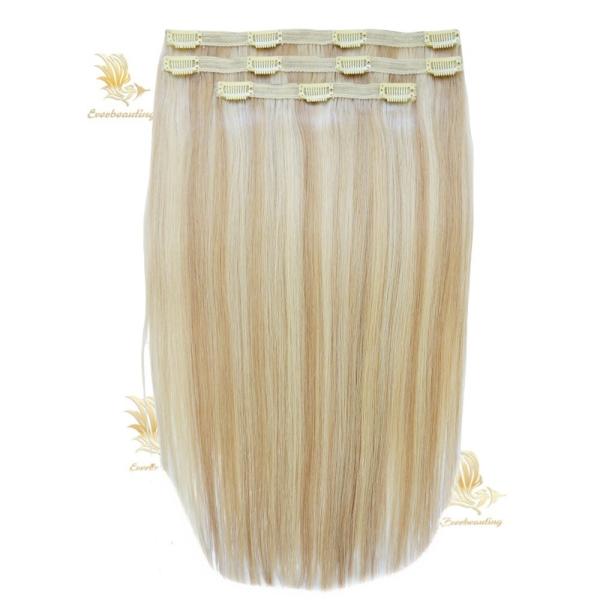 Quality Straight Muti-Color Double Drawn Virgin Russian Human Hair Thinnest Seamless Clip in Hair Extensions for sale