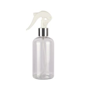 Quality Luxury Transparent Spray Bottle Round Shoulder PET Anodized Aluminum Trigger for sale