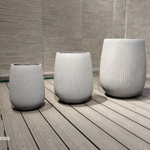 Quality Garden Round Fiber Clay Pots Hand Carved 10 Inches for sale