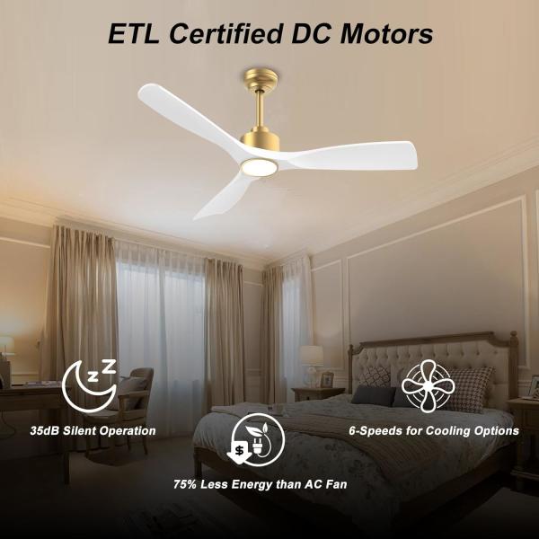 Quality 52 Ceiling Fan With Dimmable Light ABS Warm White Natural White Cool White for sale