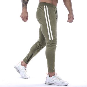 Quality Breathable Army Green Mens Running Trousers , Elastic Waist Joggers Casual for sale