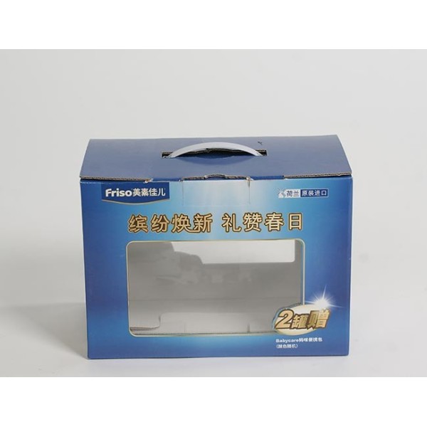 Quality Matt Lamination Corrugated Paper Box With PVC Window And Plastic Handle for sale