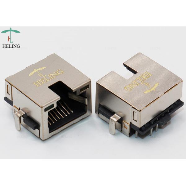 Quality 8P8C Brass Shielded PCB RJ45 Jack , Brass Shielded PCB Mount RJ45 Connector for sale
