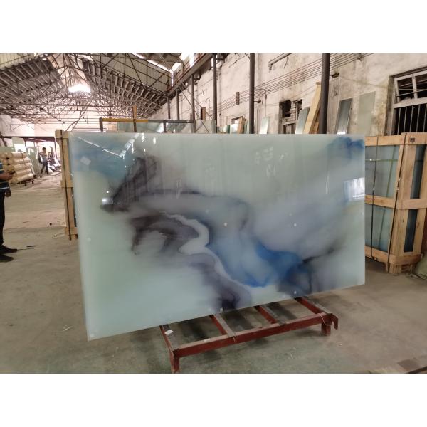 Quality Custom Tempered Laminated Art Glass Marbing Grain Landscape Painting for sale