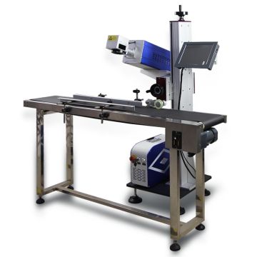 Quality 20w 30w Flying CO2 Laser Marking Machine With Conveyor for sale