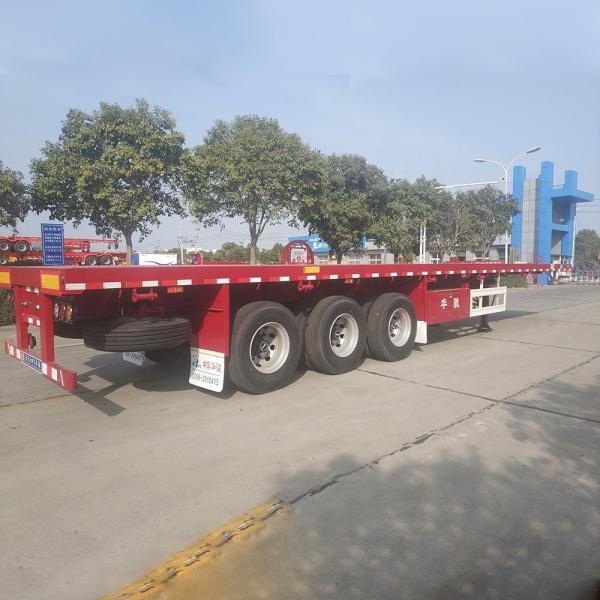 Quality 40 Ton Max Payload Tri-axle Flatbed Container Semi Trailer for Truck for sale