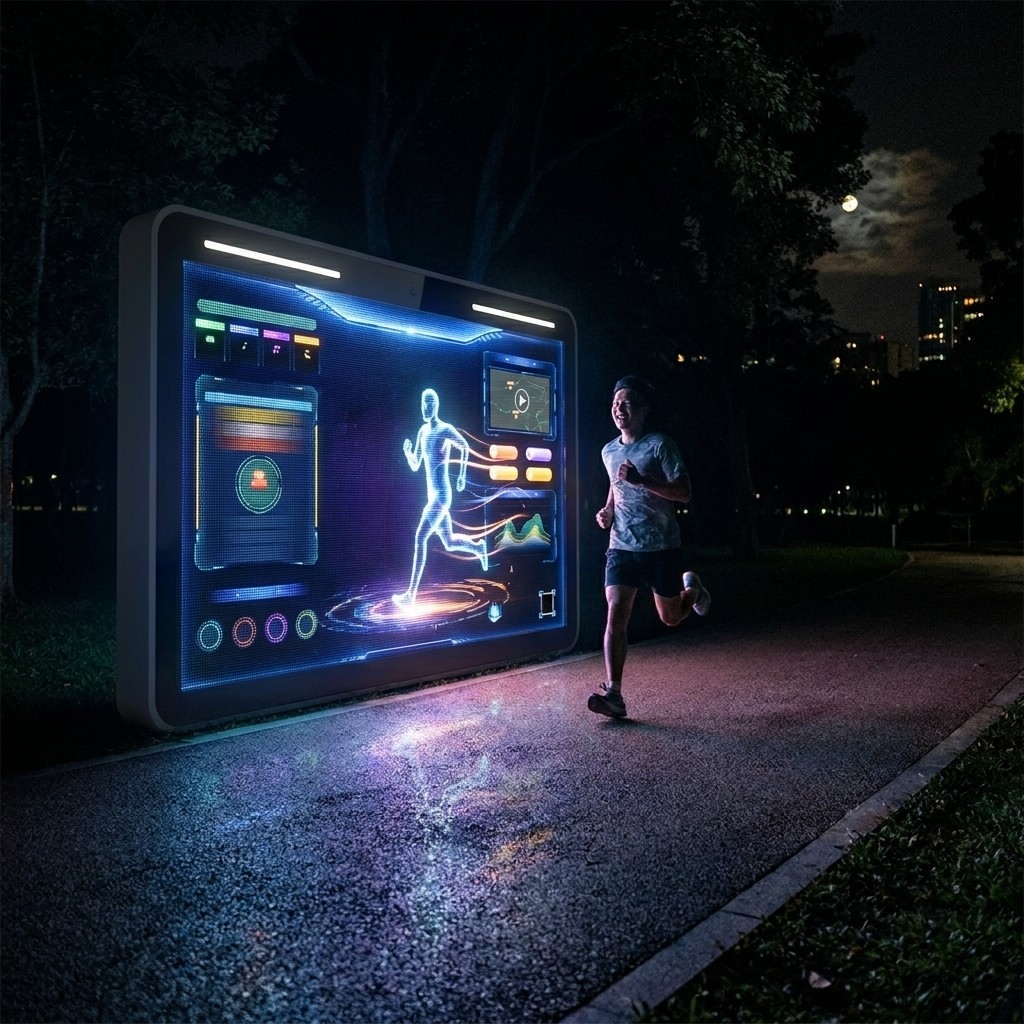 Yingmi interactive pacing wall for smart trail running experience