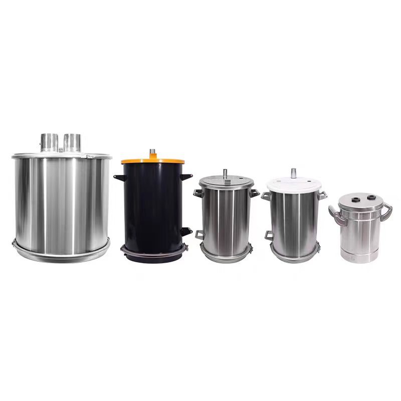Stainless steel powder coating hopper front view