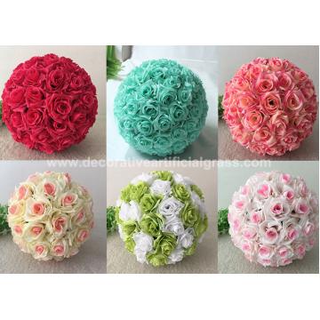 Quality 8'' Fake Flower Balls Silk Fabric Hanging Kissing Ball Flowers for sale