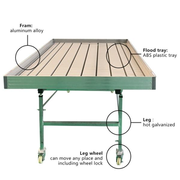 Quality Movable Hydroponic Ebb And Flood Customized Greenhouse Rolling Benches Seedbed for sale