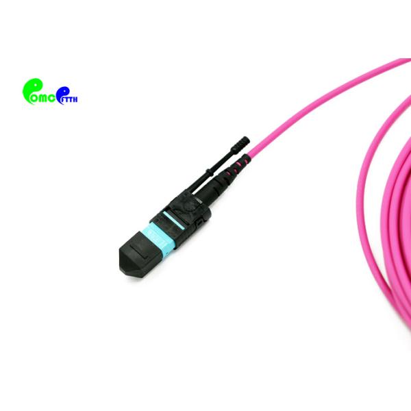 Quality MTP Trunk Cable OM4 12F 3.0mm MTP Female 50 / 125μm With Push / Pull Tab Magenta for sale