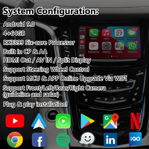 Quality Lsait Android Navigation Multimedia Video Interface for 2015-2020 Cadillac for sale