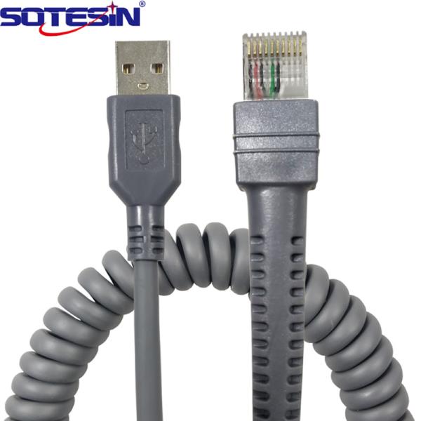 Quality USB A Male To Rj45 Barcode Scanner Cables Spiral For Symbol Ls2208 for sale