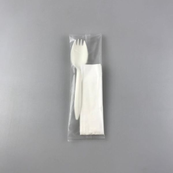 Quality Custom Logo Biodegradable Flatware Disposable Spork with Individual Wrapping and for sale