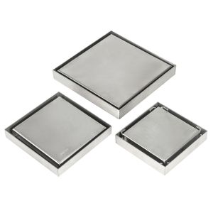 Quality Strainer Style Square Floor Drain with Tile Insert Grate Cover CHROME PLATE for sale