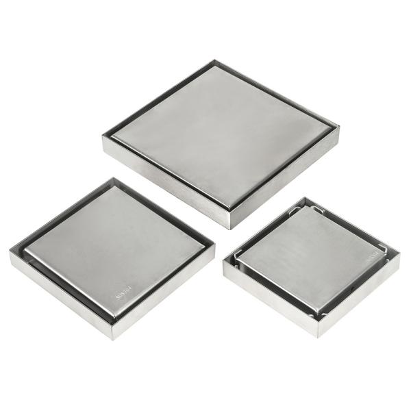 Quality Strainer Style Square Floor Drain with Tile Insert Grate Cover CHROME PLATE for sale