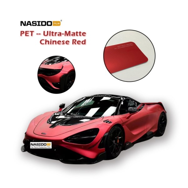 Quality Corrosion Protection Color Wrap Film Ultra-Matte Chinese Red Dry Apply Color PET for sale