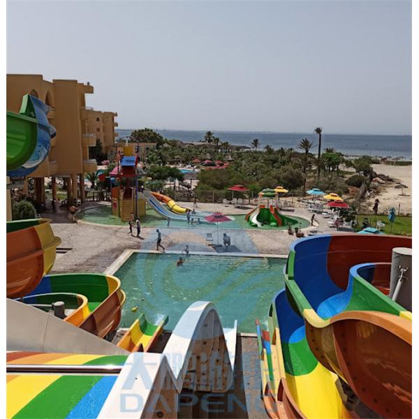 Quality Hotel Aqua Park Fiber Glass Water Slide Combination Customized for sale