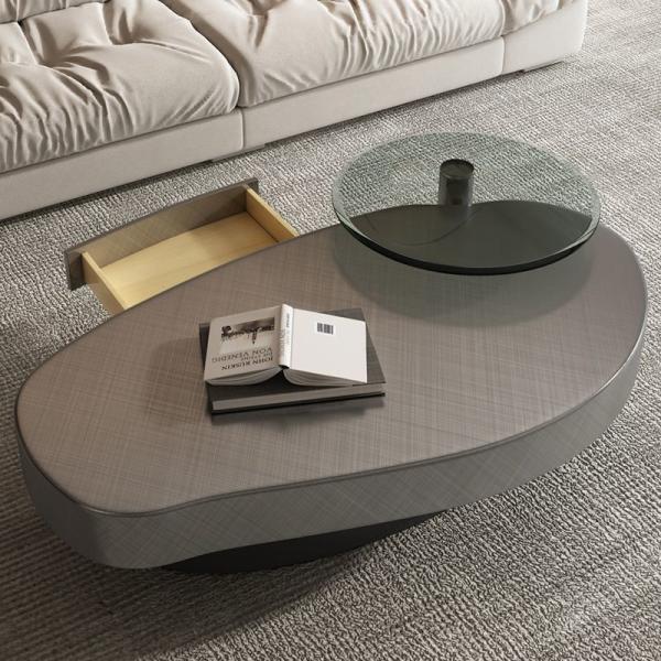 Quality OEM Stainless Steel Contemporary Round Coffee Table With Metal Base for sale