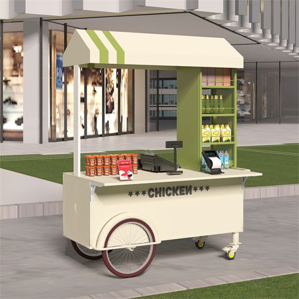 Quality Highly Customized Colors Mini Hand Push Street Snack Vending Trolley Fast Food Stand Cart with Big Storage Capacity for sale