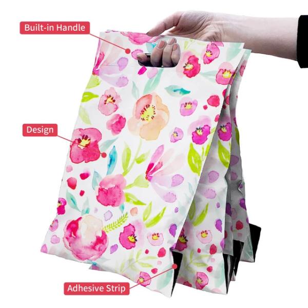 Quality 50 Micron-100 Micron PE Biodegradable Poly Mailers With Handle for sale