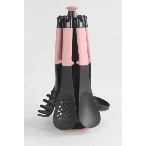 Quality Effortlessly Access Utensils with 6-Piece Nylon Set and Rotating Storage Stand for sale