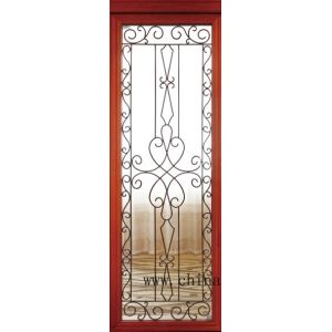 Quality 22x48 Inch Wrought Iron Glass Hot Resistance Entry Door Low E Glass for sale