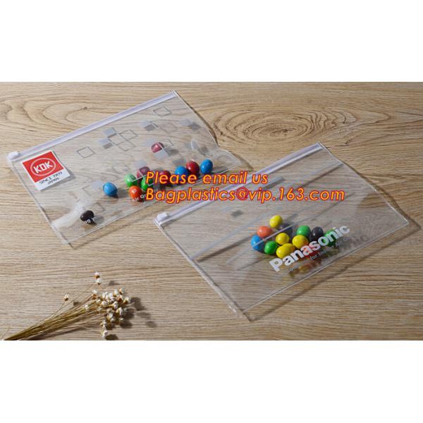 Quality Custom pvc slider bag for cosmetics, Custom pvc slider bag for stationery, A4 clear plastic pp document carrying file fo for sale