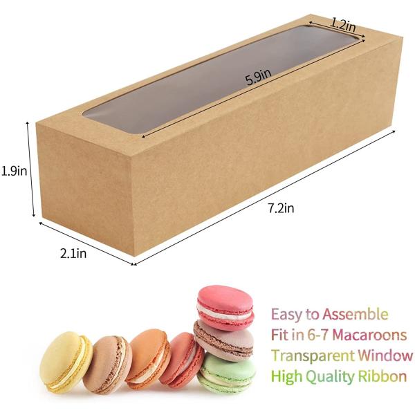 Quality 25 Pack Macaron Selection Box With Clear Window Ribbon 6 Macaron for sale