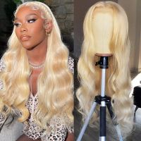 Quality 180 Density Raw Indian Virgin Hair Wigs Blonde 613 13x6 frontal wig Body Wave HD for sale