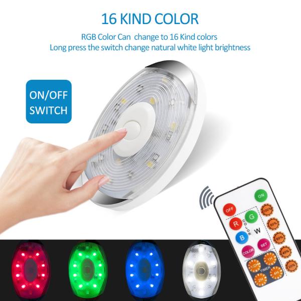 Quality 55LM Wireless Color Changing Puck Lights / 0.8w Remote Control Closet Light for sale