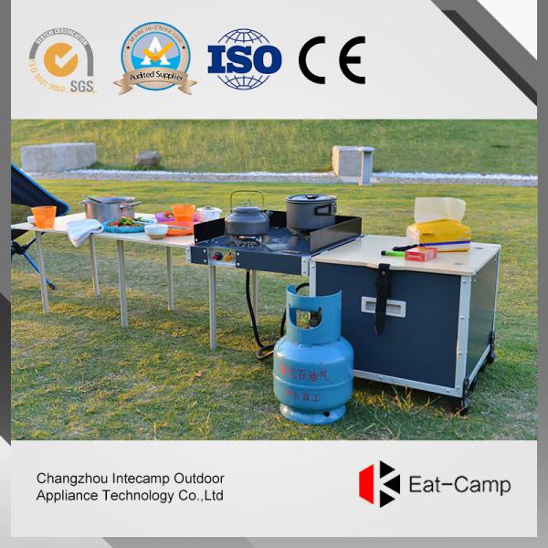 Quality Solid Wood Foldable Picnic Table , Aluminum Alloy Camping Cooking Table for sale