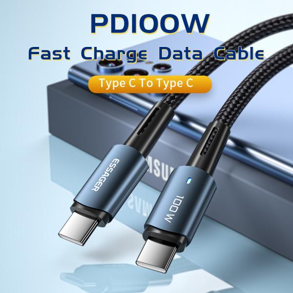 Quality Essager USB charging Data Cable 100W 60W Type C to Type C Cable For Mbk Huawei for sale