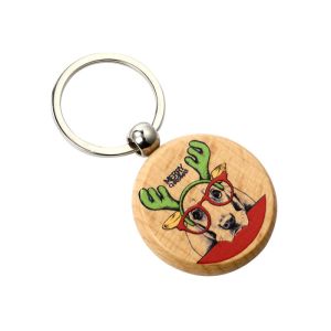 Quality Round 32mm Wooden Letter Keyring Zinc Alloy Plain Wooden Key Holder for sale