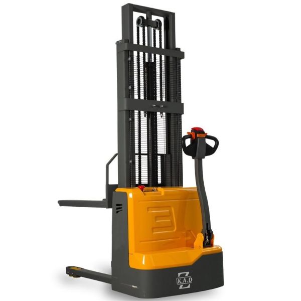 Quality 2m 3m 4000mm Full Electric Walkie Stacker 1200kg 1.2t 1.5 ton Electric Pallet Stacker with Operating handle for sale