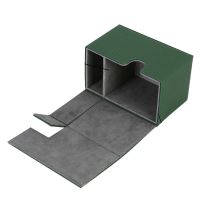 Quality Dustproof 80+ Deck Card Box PU Leather MTG Leather Card Box With Dice Tray for sale