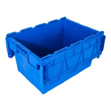 Quality Customized Color Attached Lid Crate Plastic Moving Crate Tote Box for Turnover for sale
