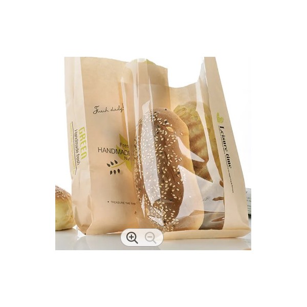 Quality Reusable Kraft Paper Plastic Bread Bags With Window Biodegradable Odm for sale