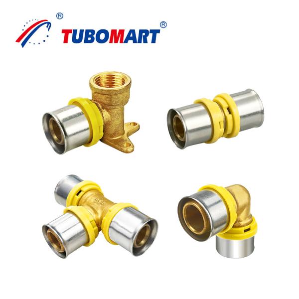 Quality Natural Brass Pex Press Crimp Fittings High Performance Alu Pex Press Fitting TH for sale