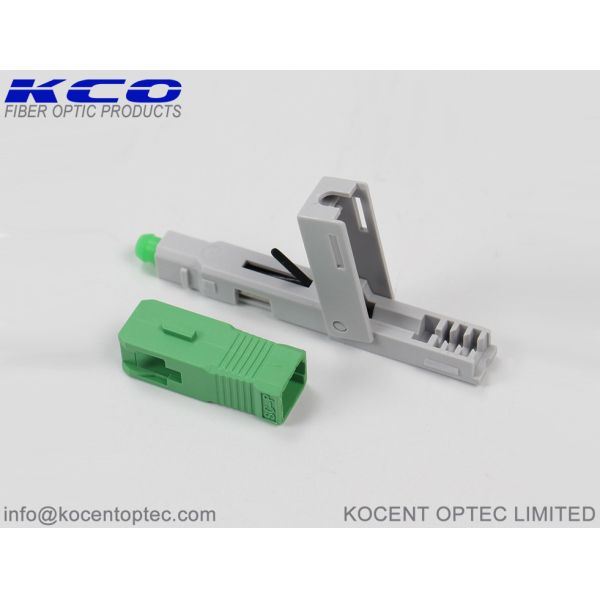 Quality Telecom Field Installable Fiber Optic Fast Connector with 0.3dB Insertion Loss 55dB Return Loss and 3D Pass SC/APC Green for sale