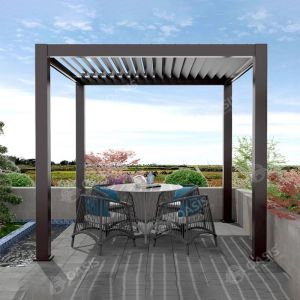 Quality Outdoor Luxury Motorized Aluminum Pergola With Adjustable Louvered Roof CE ROHS for sale