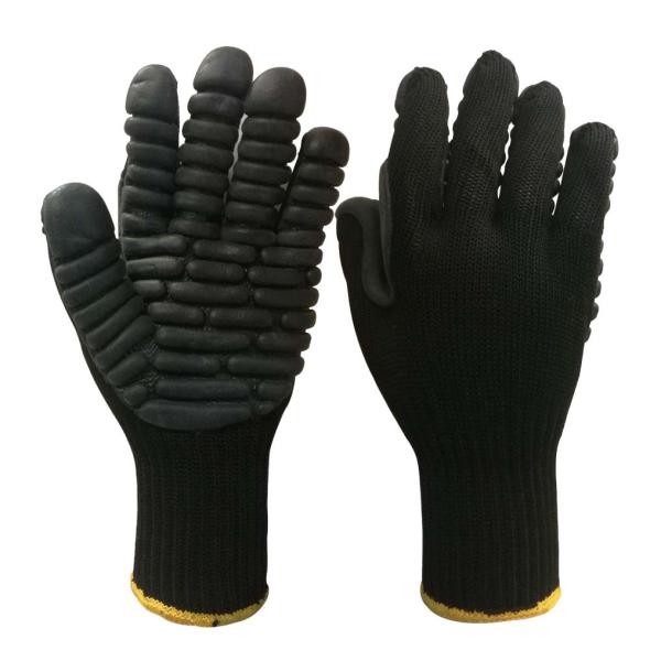 Quality CE Black Coating Vibration Dampening Gloves / Vibration Protection Gloves for sale