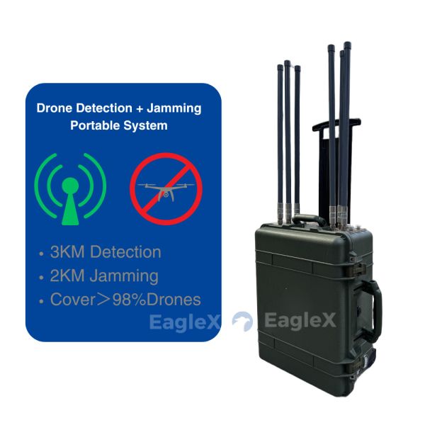Quality 98% Drone Jammer Coverage 5.8 GHz 2KM FPV Jammer System with Up to 3 km for sale