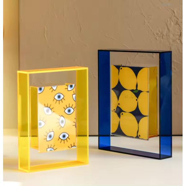 Quality 5''X 7'' Acrylic Photo Frame Square Acrylic Shadow Box Frame Wall Mounted Double for sale