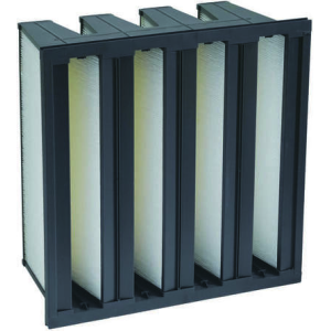 Quality Medium Fiberglass Media V Bank Air Filter Compact F7 F8 F9 For Ventilation for sale
