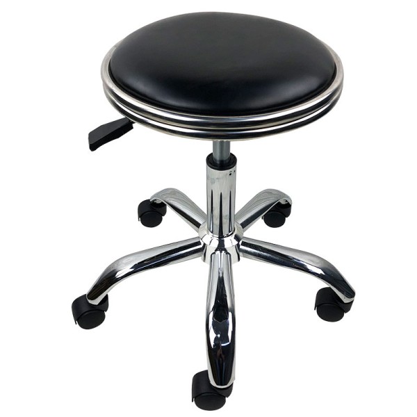 Quality Small Round Lab PU Leather Chairs Antistatic Metal Saddle Stool With Wheels for sale