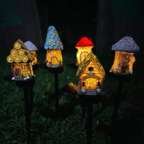 Quality Lawn Landscape Solar Mushroom Lights Outdoor Ground Plug Cartoon Garden House Lights for sale