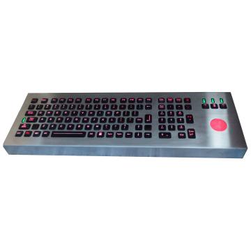 Quality Durable Backlight Black Military Industrial Metal Keyboard With Trackball IEC for sale