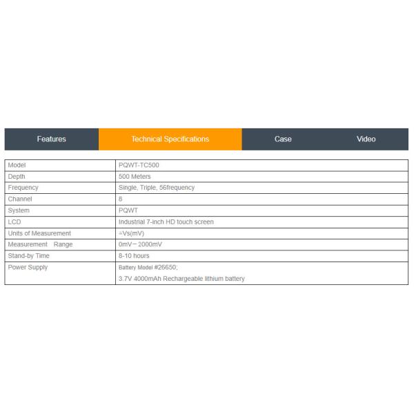 Quality PQWT-TC500 Geophysical Water Detector 500 Meters 4000mAh Power for sale
