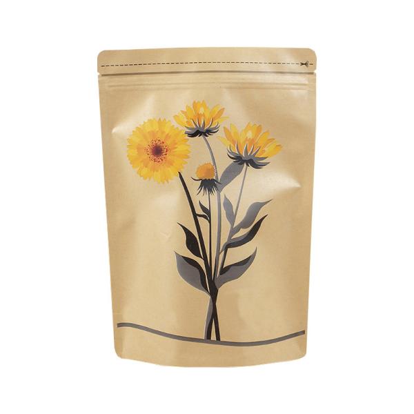 Quality Custom Plastic Aluminum Foil Laminated Stand Up Kraft Zip Lock Pouch for Dry Food Tea Leaves Coffee Bean Packaging for sale